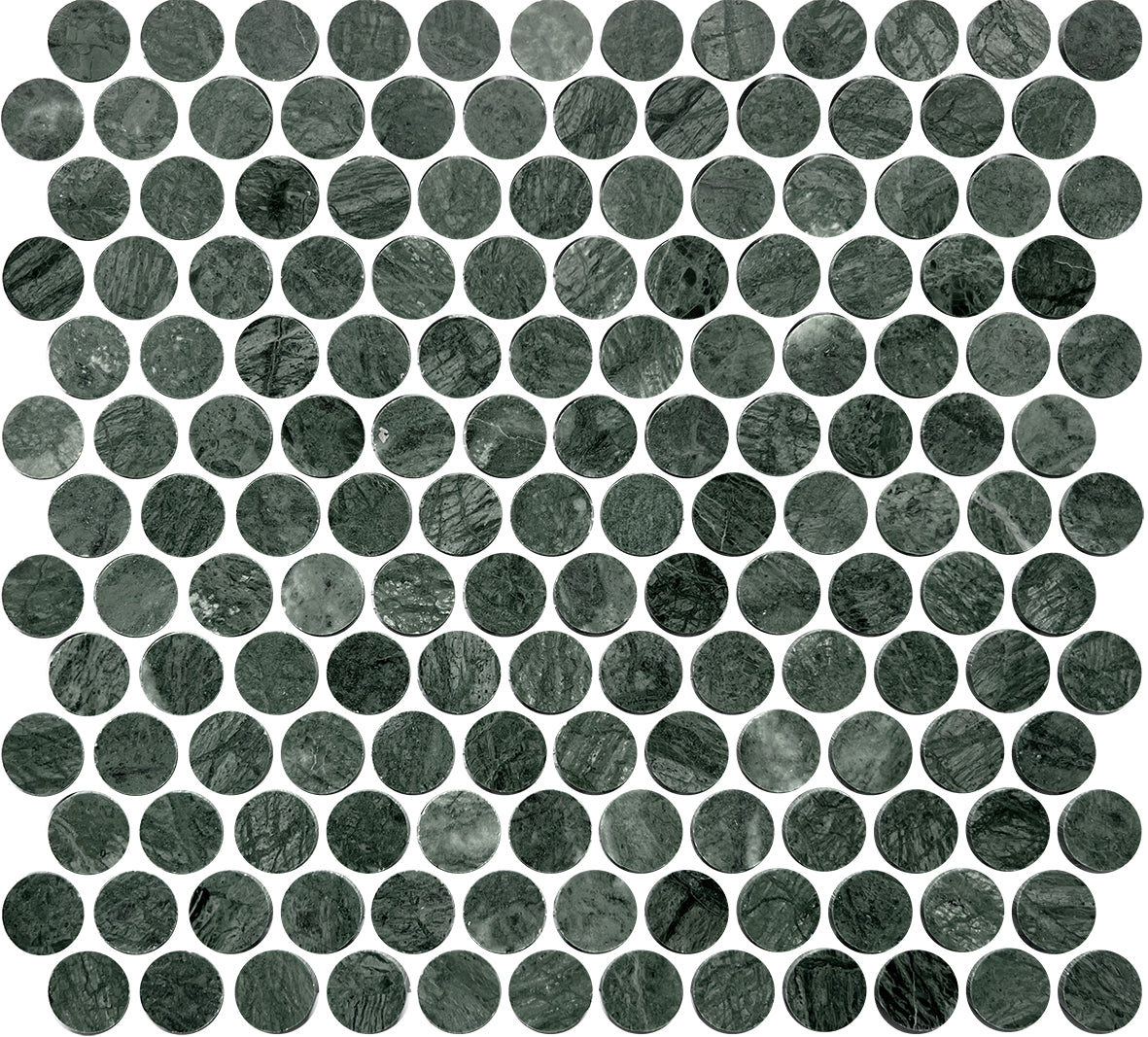 Marble Mosaic Tiles - Penny Rounds Honed - Artemis Indian Green 23 ...