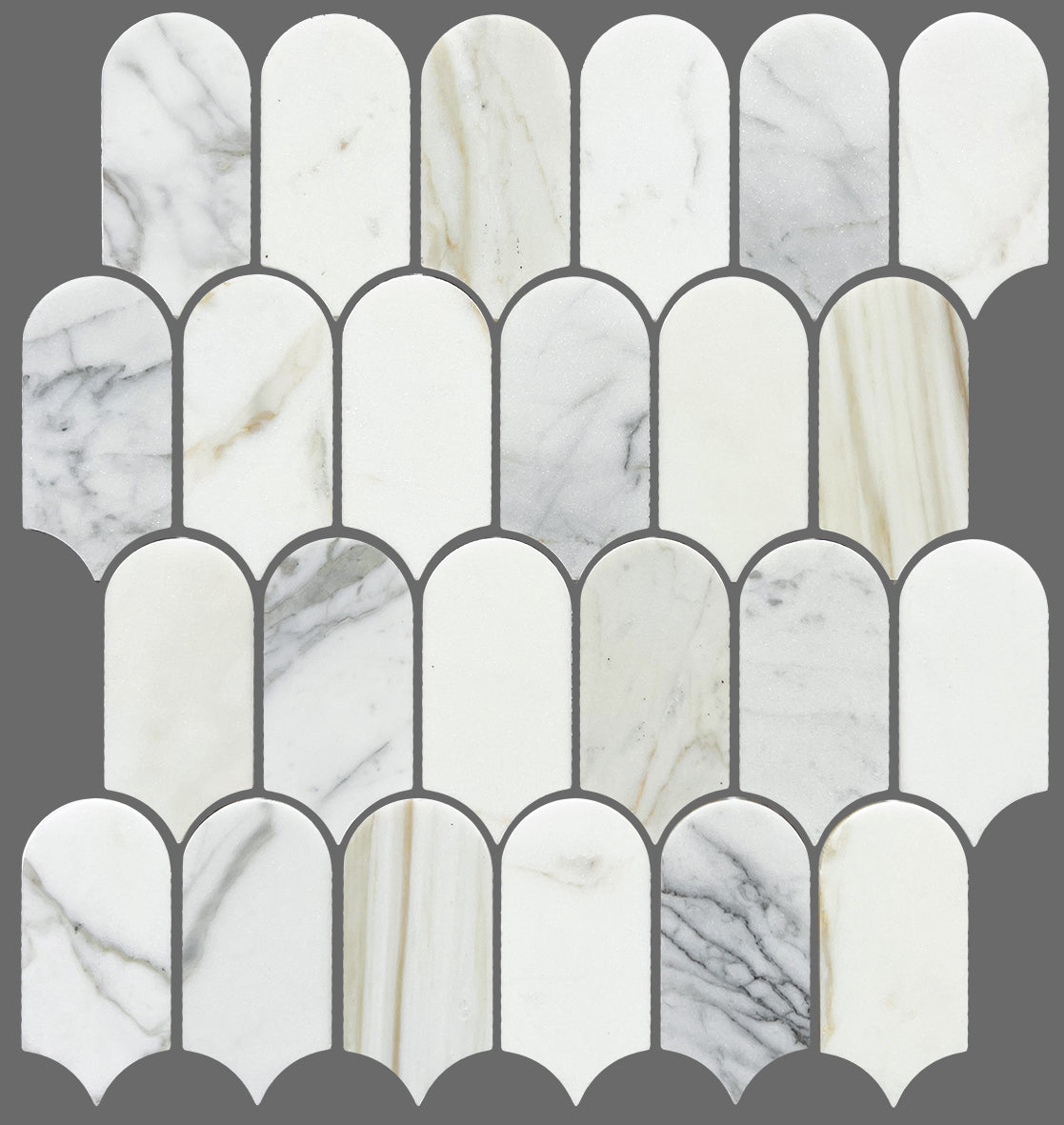 Feather Honed Marble Mosaics - Artemis Calacatta Gold - 50 x 103mm ...