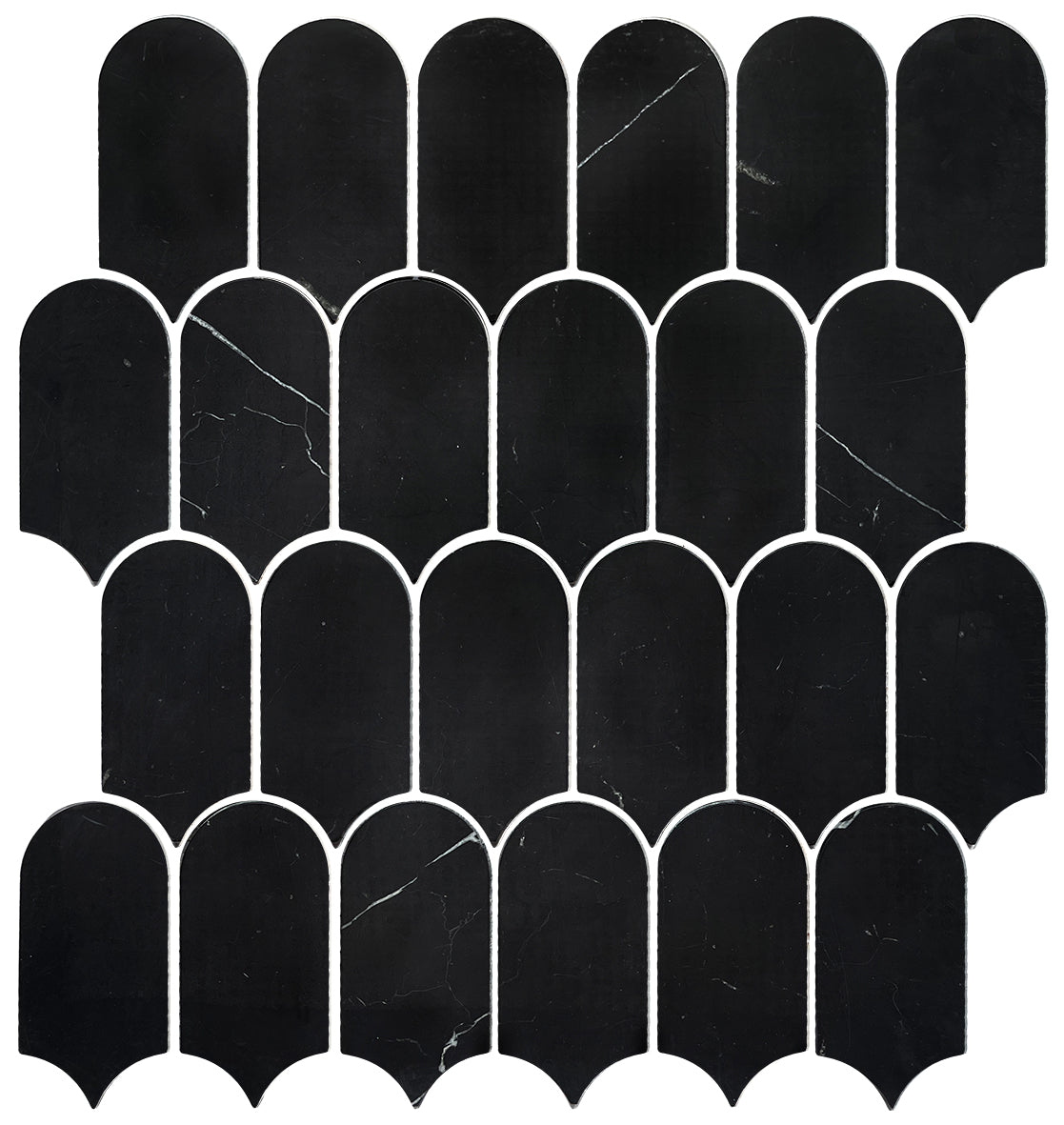 Marble Mosaic TIles - Feather Honed - Artemis Nero Marquina 50x 103mm ...