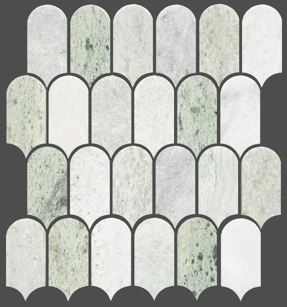 Marble Mosaic Tiles - Feather Honed - Artemis Ming Green - 50 x 103mm ...