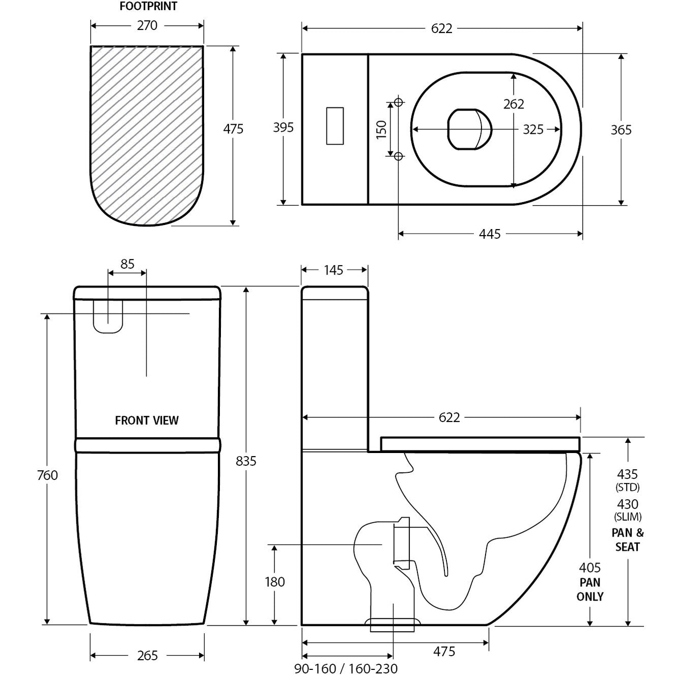 Sienna T1020 Back-to-wall Toilet Suite Standard Seat — All Purpose Tile ...